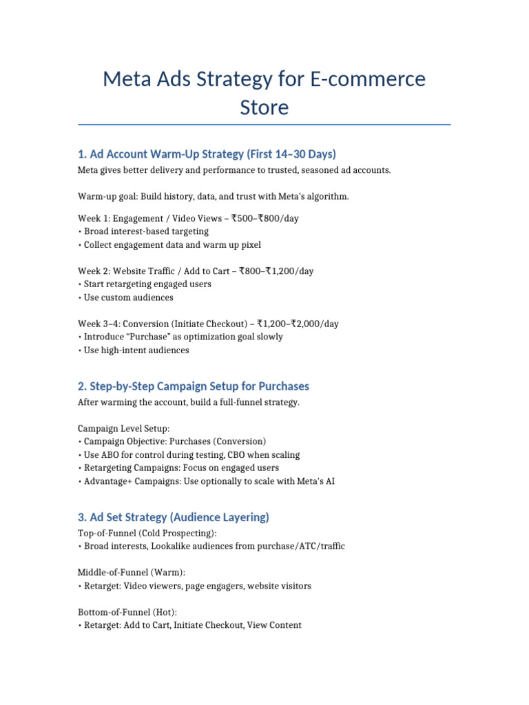 E-commerce Meta Ads Strategy Guide | PDF