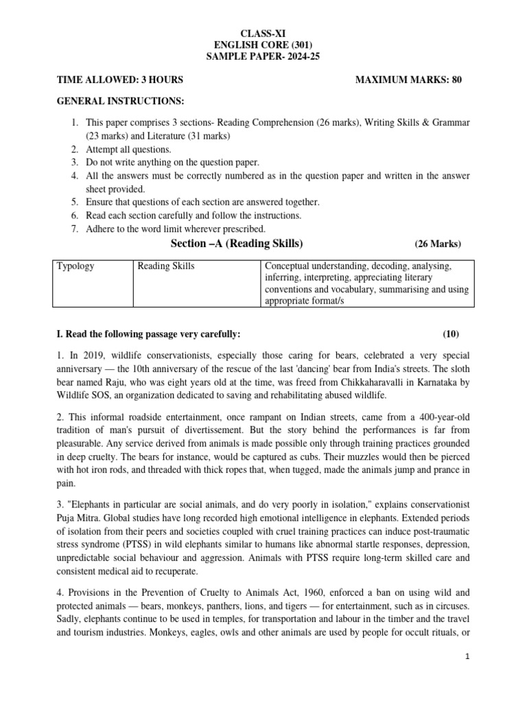 DAVCAE Sample Question Paper Class 11-2024-25 | PDF | Renewable Energy ...