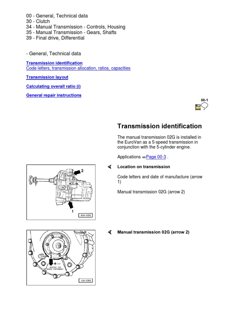 VW 02G Gearbox Technical Overview | PDF | Manual Transmission ...