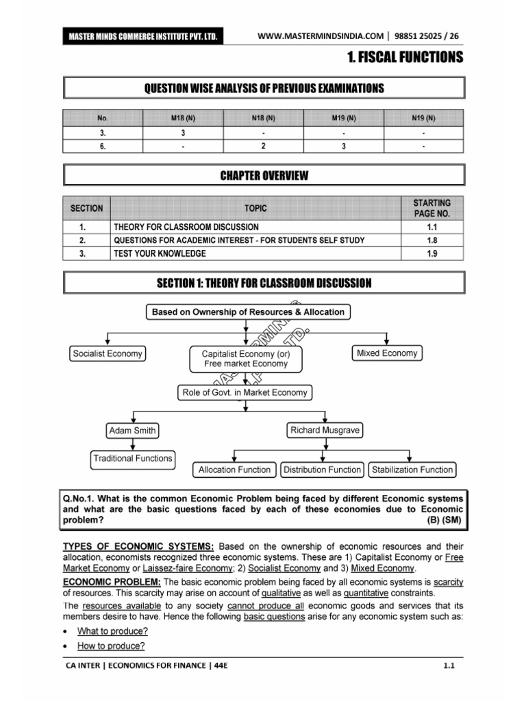 CA-Inter - Pre-Results Crash Batch - Paper-08 - Economics For Finance ...
