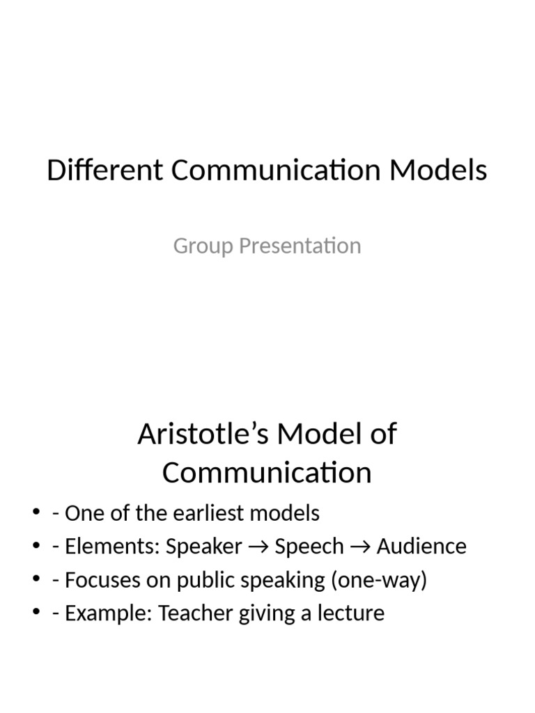 Communication Models Presentation | PDF