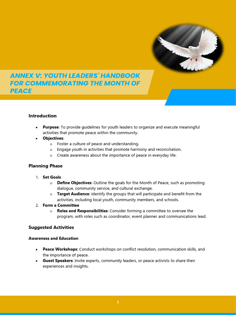 Annex V - Month of Peace v2.1 | PDF | Communication | Community