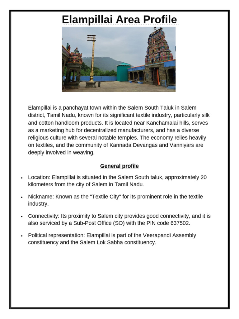 Elampillai Area Profile | PDF