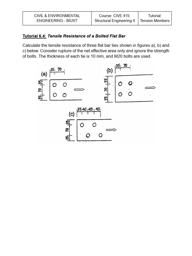 Tension Members: Bolted Flat Bar Analysis | PDF