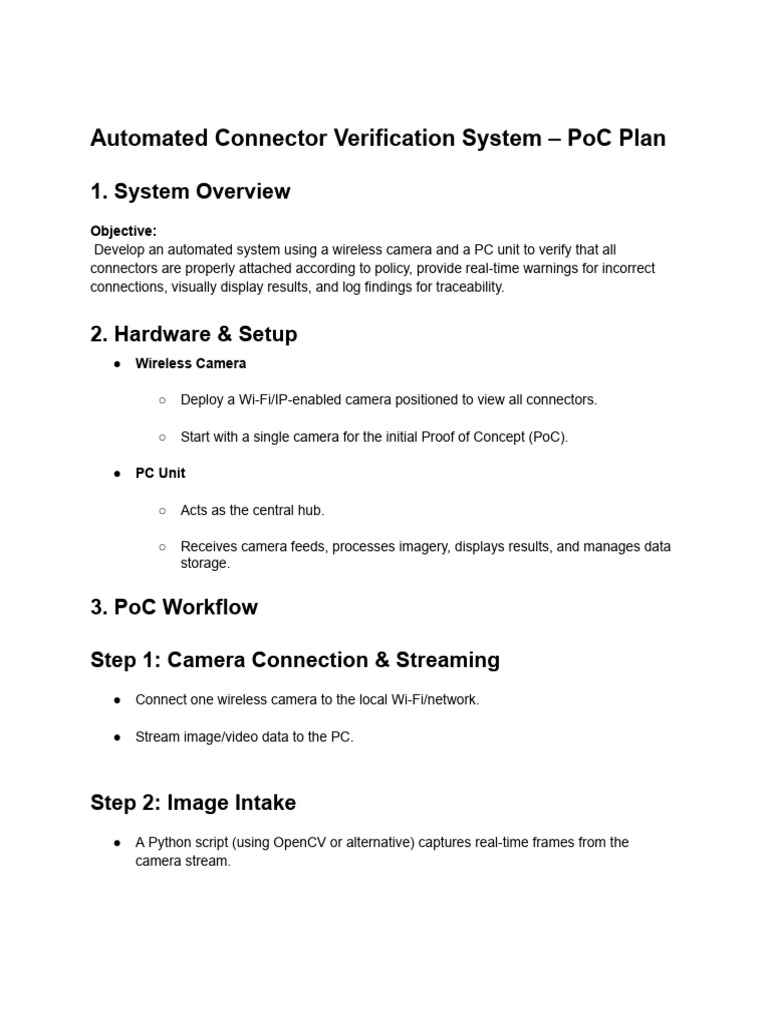Automated Connector Verification System - PoC Plan | PDF | Software ...
