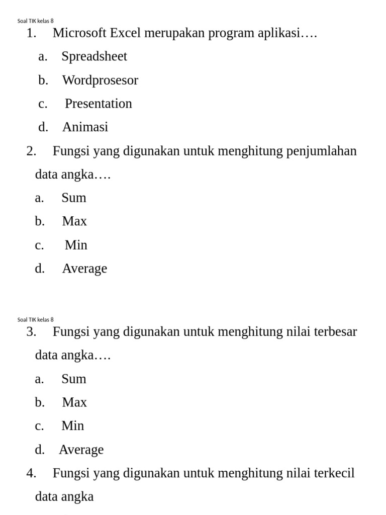 Soal Tik Kls 8 Uh 2025 | PDF
