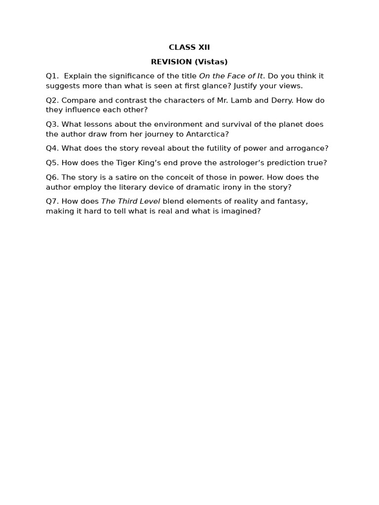 Class Xii Revision (Vistas) | PDF