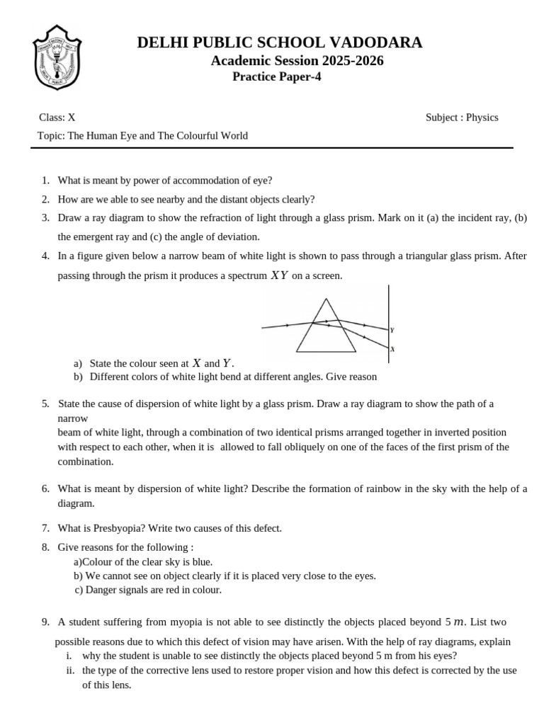 Practice Paper 4 PHYSICS X | PDF | Electrodynamics | Optics