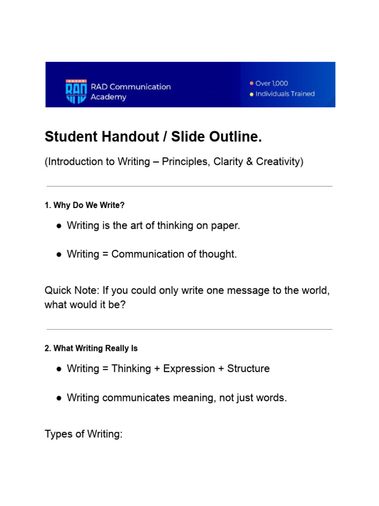 Writing Principles: Clarity & Creativity | PDF