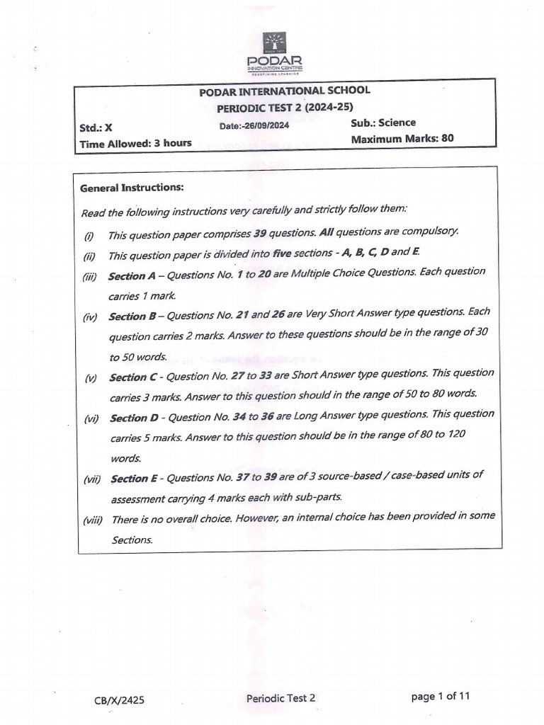Class 10 Pt2 Papers 2024 25 | PDF