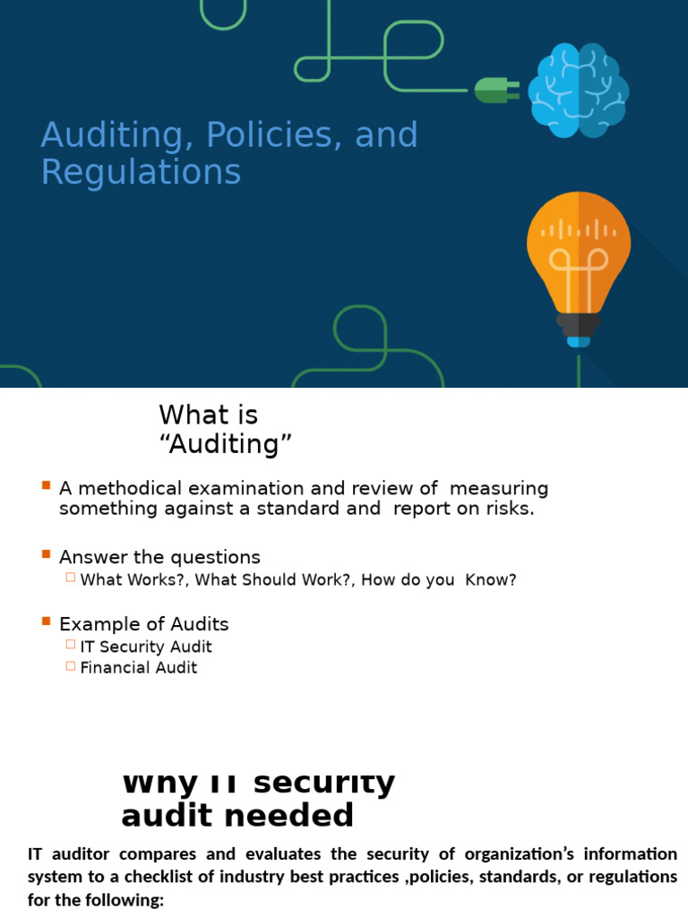 Lecture 6 Auditing, Policies, and Regulations | PDF | Security ...