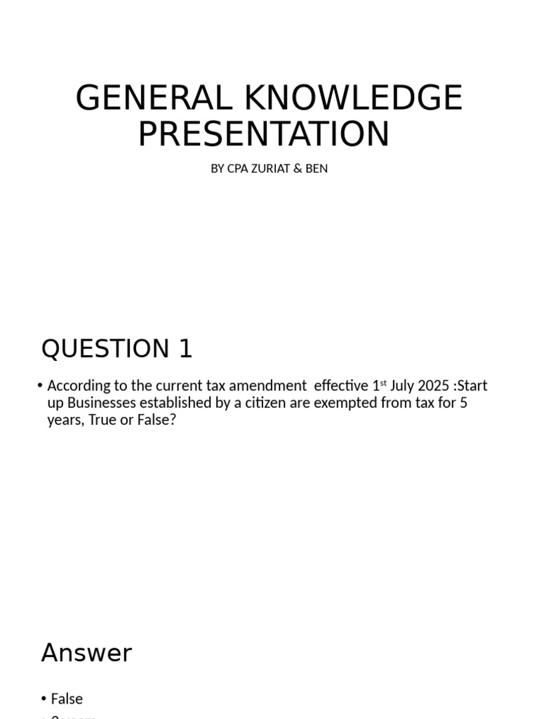 General Knowledge Presentation Aug. | PDF