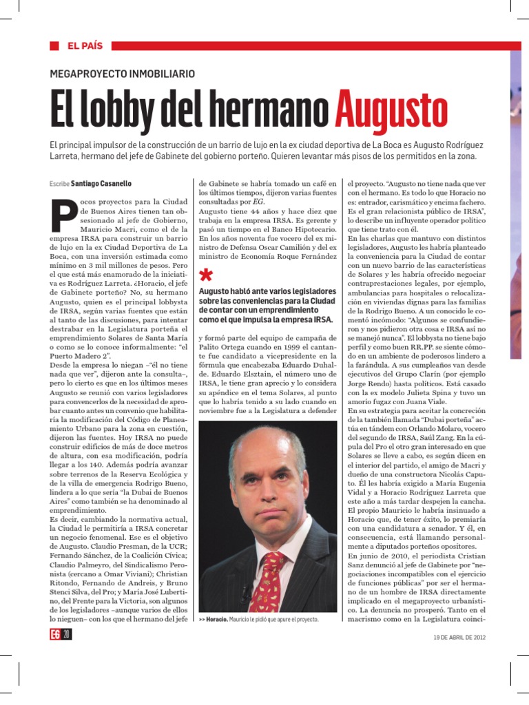 El Lobby de Augusto Rodríguez Larreta | PDF | Mauricio Macri | Buenos Aires
