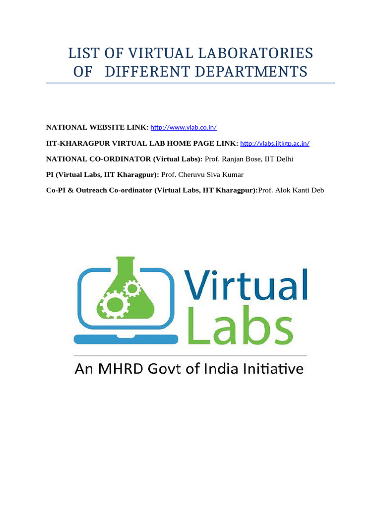 Virtual Labs For Mechanical Engineering | PDF | Engineering | Applied And Interdisciplinary Physics
