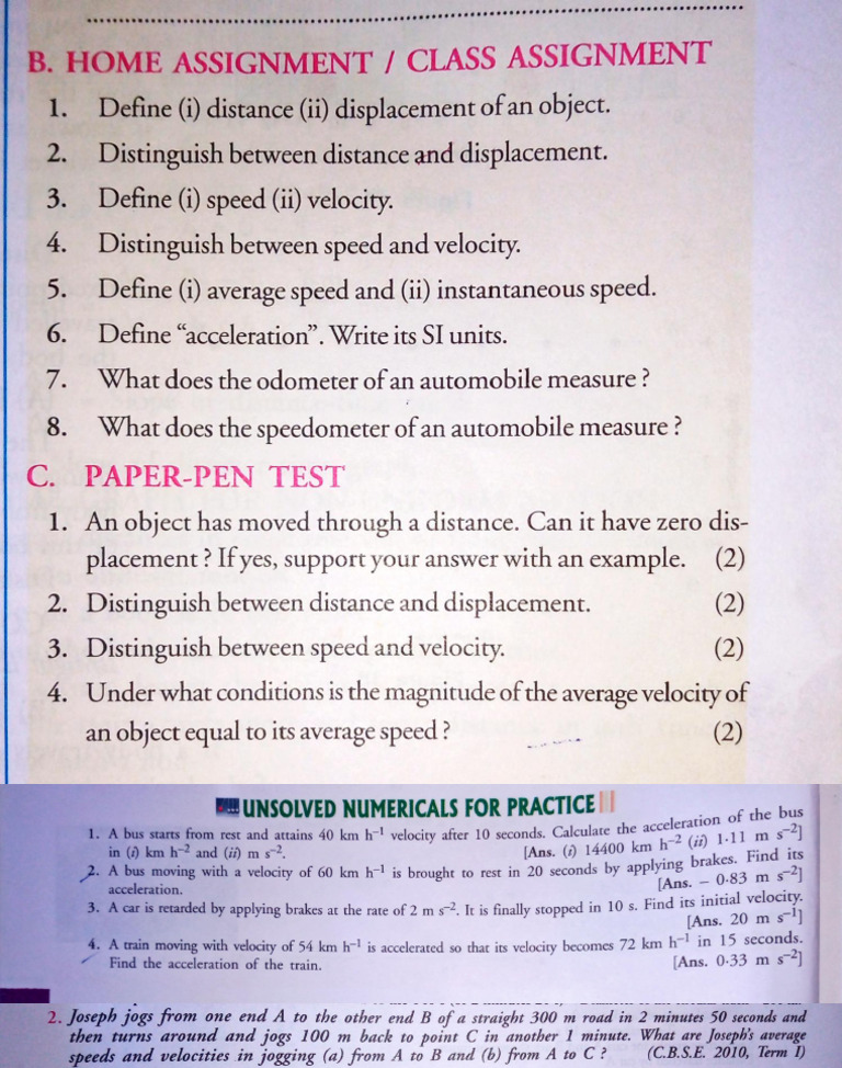 Numerical Based On Acceleration And Some Questions Pdf
