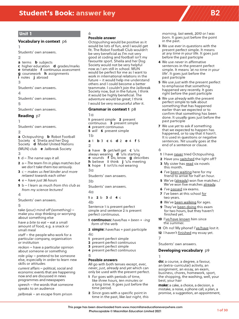 B2 Practice Test Answer Key Guide | PDF | Verb | Test (Assessment)