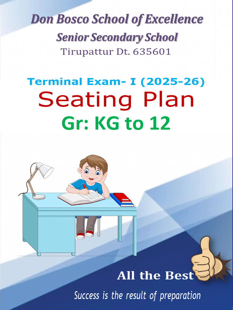 Terminal Exam I Seating Arrangement KG To 12 | PDF