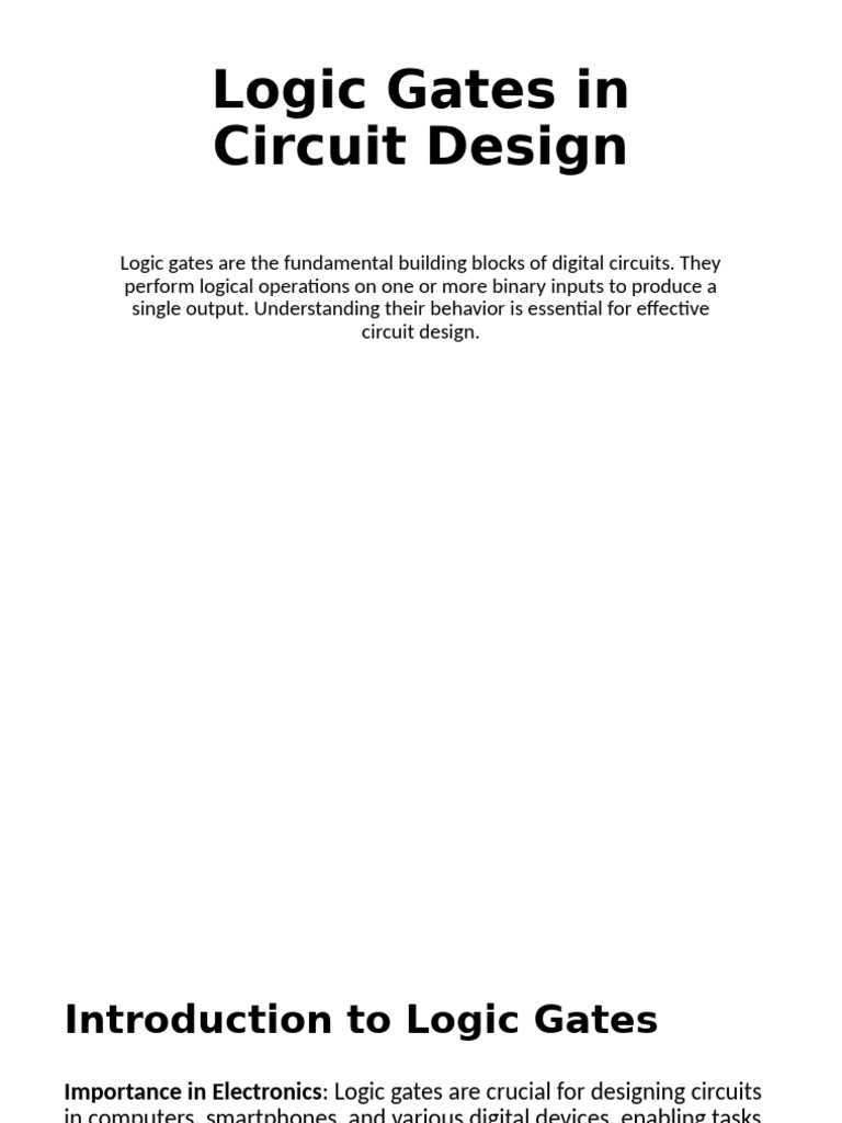 Logic Gates in Circuit Design | PDF