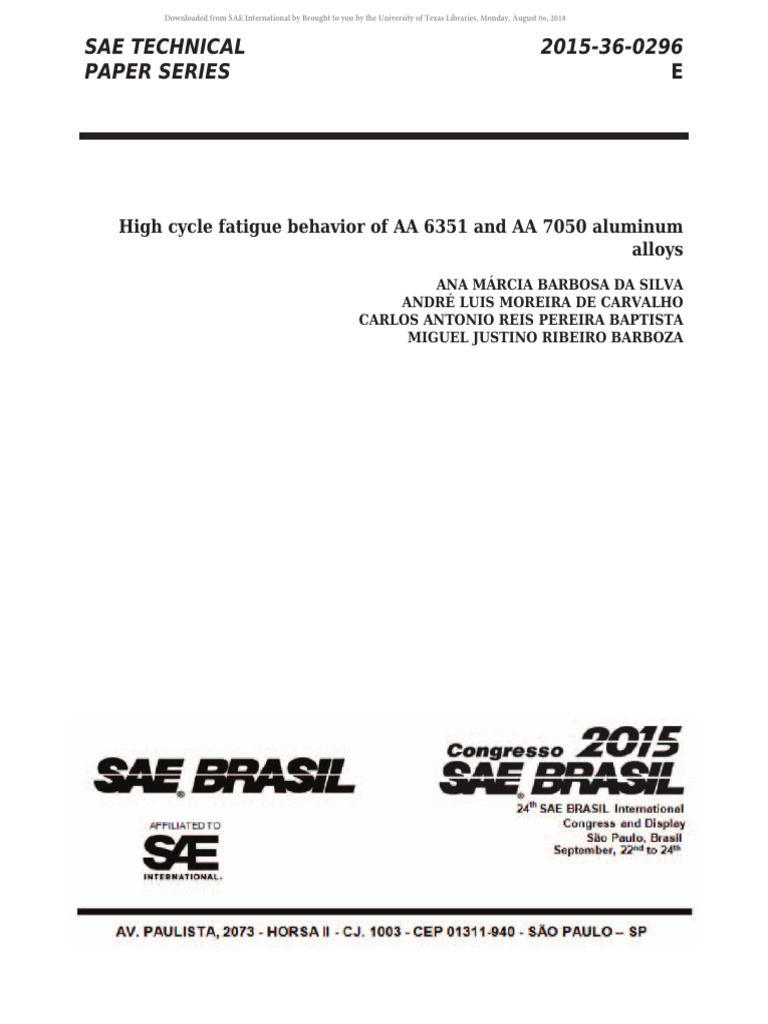 High Cycle Fatigue of AA 6351 & AA 7050 | PDF | Fracture | Fatigue ...