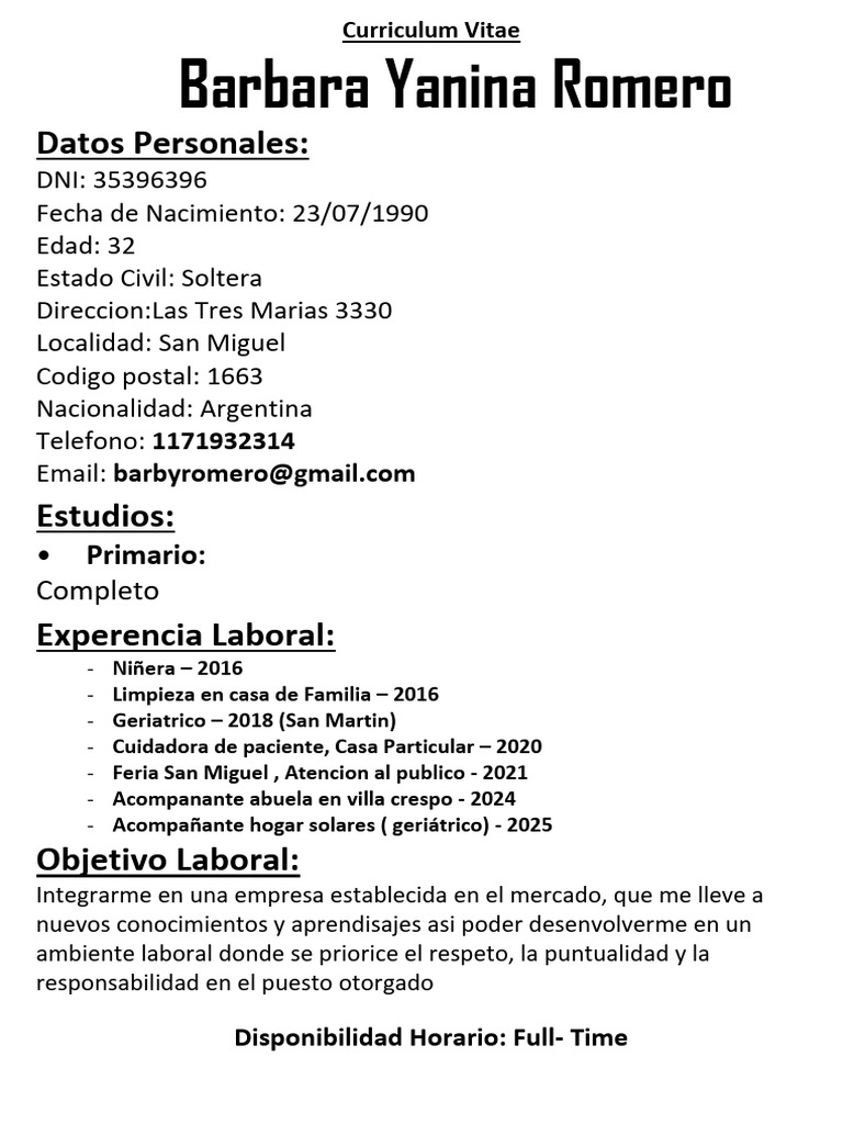 Cv Romero Barbara | PDF