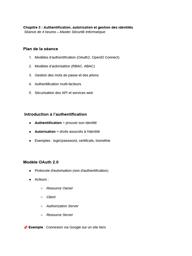 Authentification et Autorisation Sécurisées | PDF | Sécurité physique ...