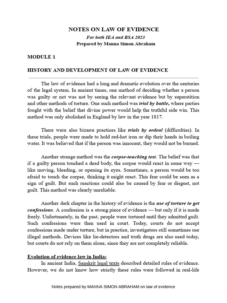 Evolution of Evidence Law in India | PDF | Justice | Crime & Violence