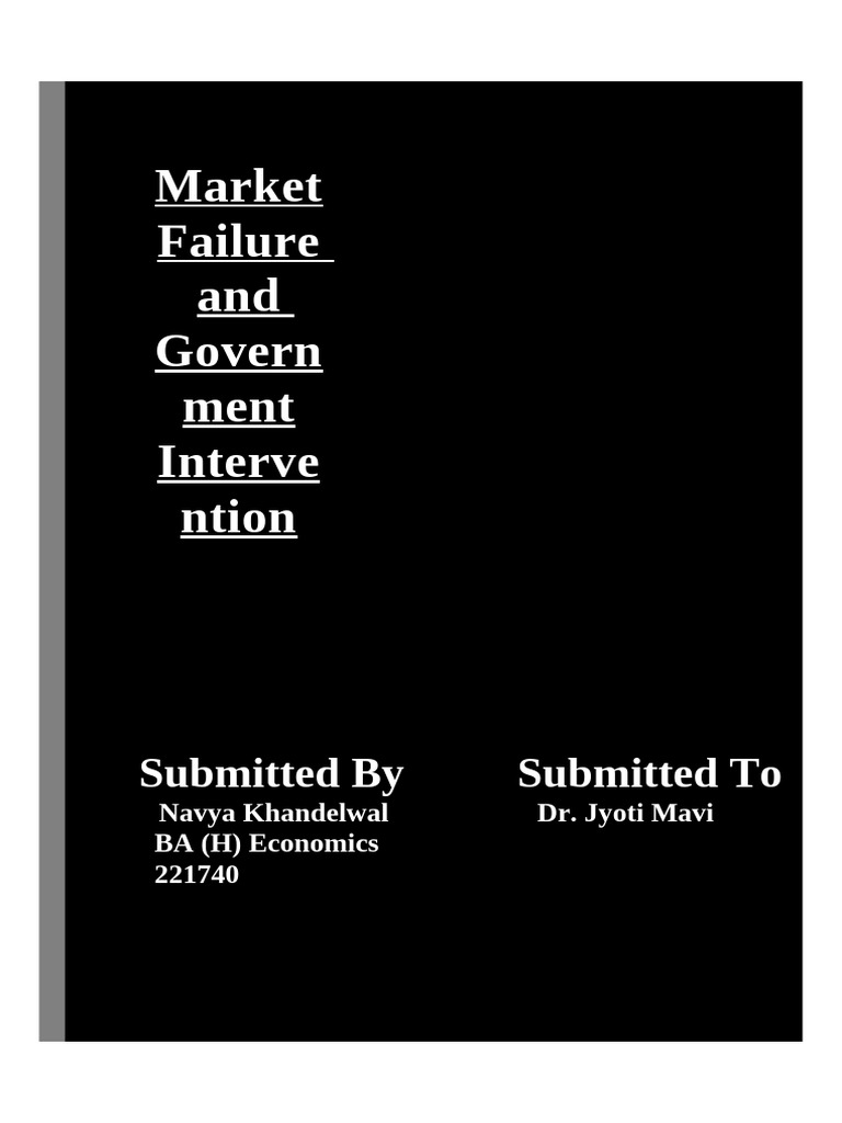 Market Failure and Government Intervention | PDF | Externality | Market ...