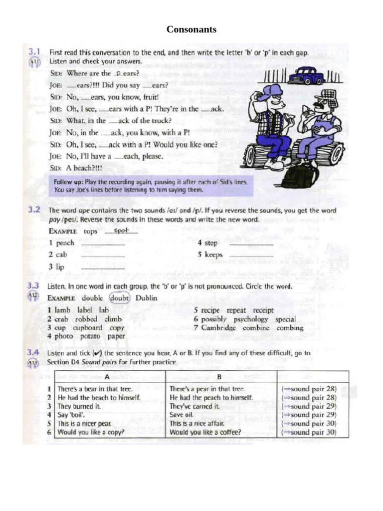 Consonants, Exercises | PDF