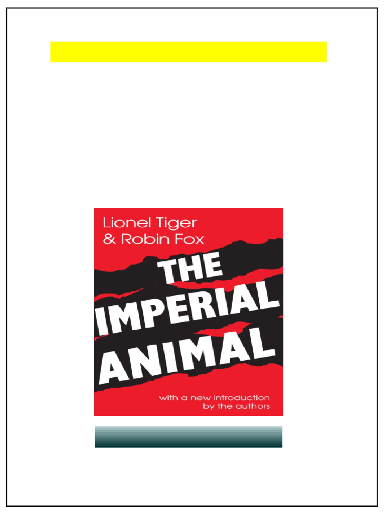 The Imperial Animal Lionel Tiger available any format | PDF ...