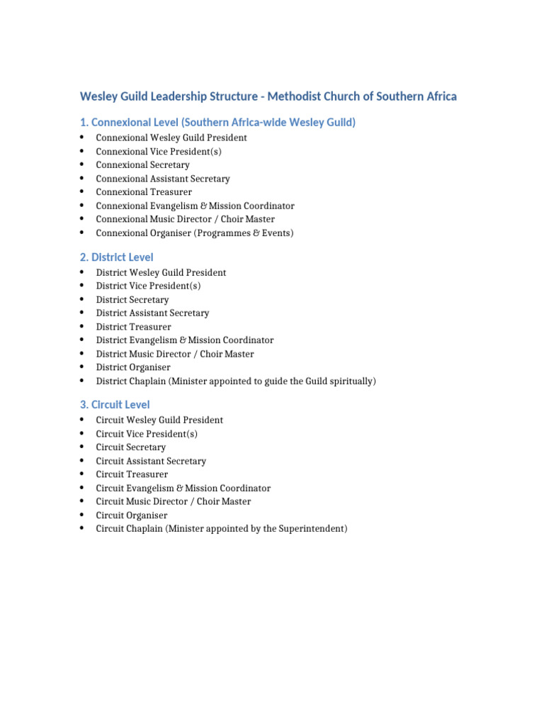 Wesley Guild Leadership Structure Overview | PDF