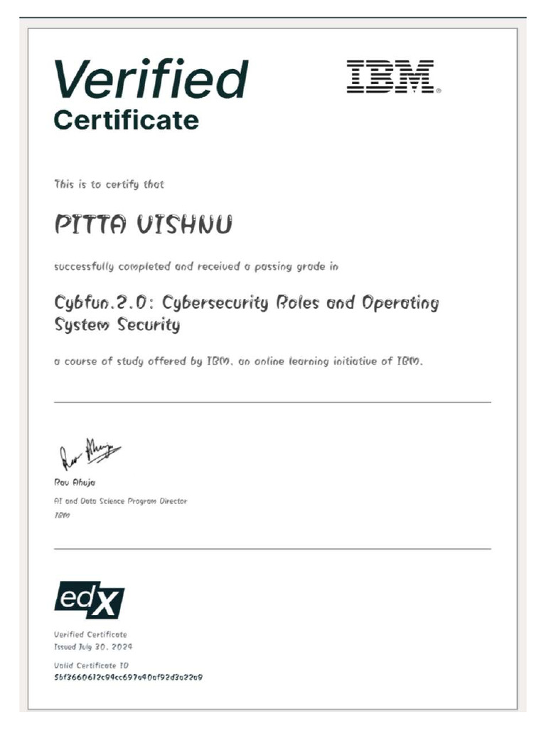 Cyber Security Certificate | PDF