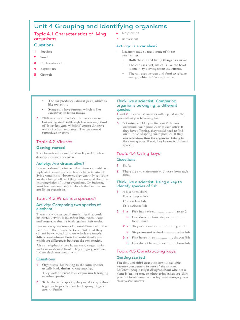 CH 4 - Characteristics of Organisms | PDF