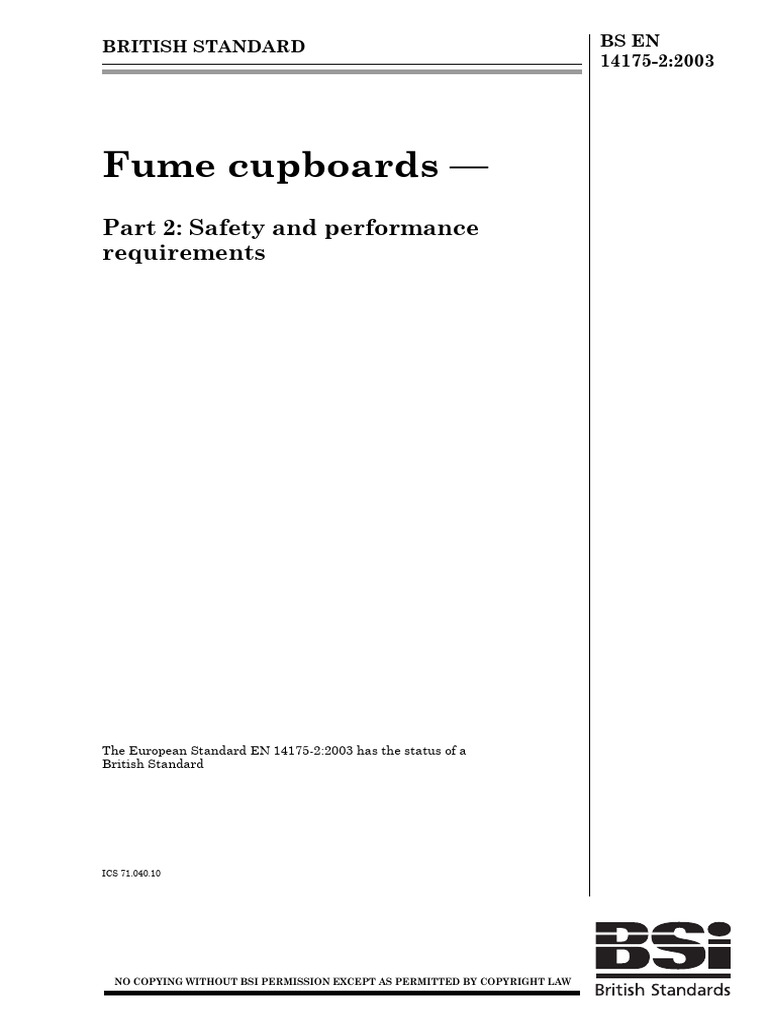 EN 14175-2: Fume Cupboard Standards | PDF | Regulation | Metrology