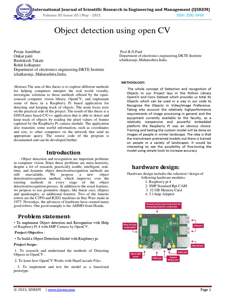 Object Detection with OpenCV on Raspberry Pi | PDF | Image Segmentation ...