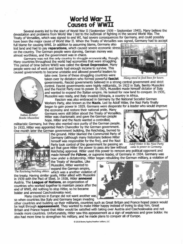 Miguel Samson - Causes of WWII RDG W Wsheet | PDF