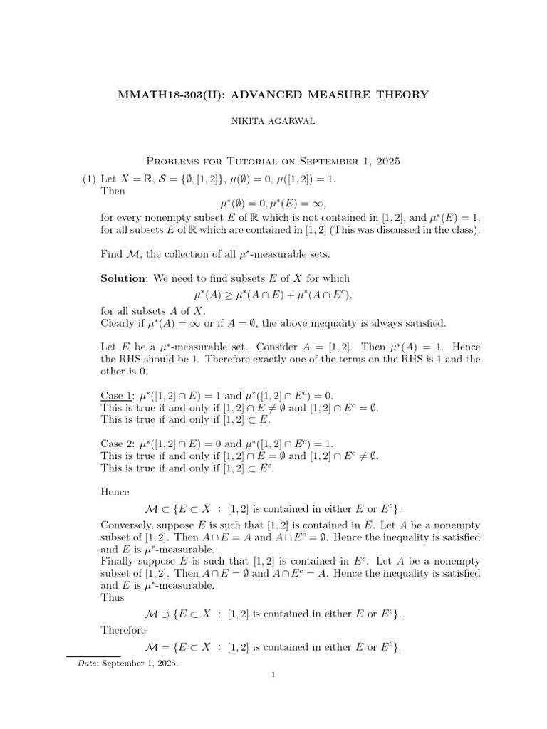 Advanced Measure Theory Problems | PDF | Measure (Mathematics) | Empty Set