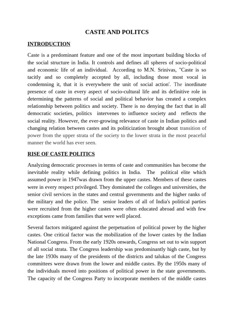 Caste Dynamics in Indian Politics | PDF | Dalit | Caste