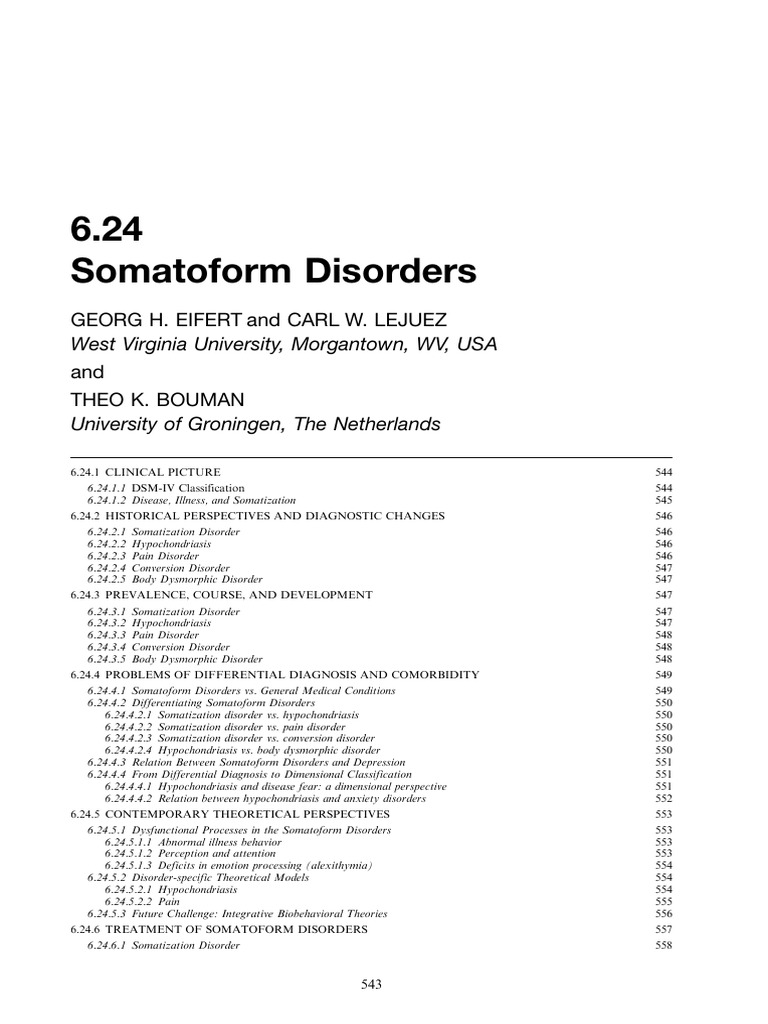 6.24 Somatoform Disorders | PDF | Mental Disorder | Diagnostic And ...