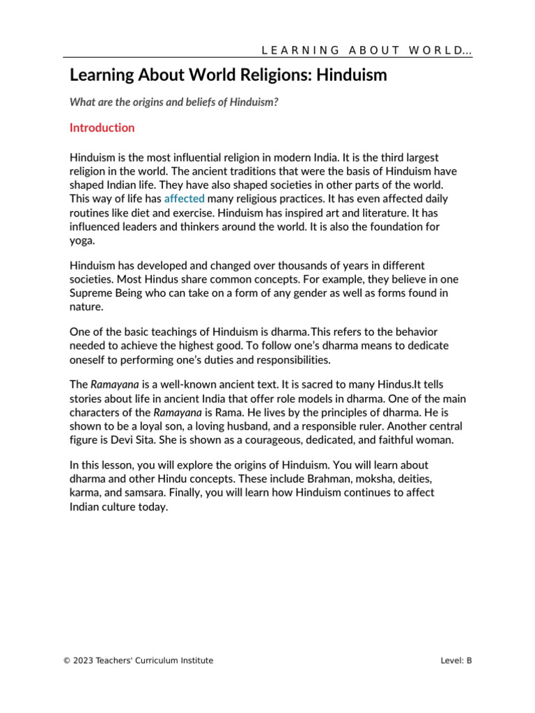 19 - Learning About World Religions Hinduism | PDF | Hindu Deities | Devi