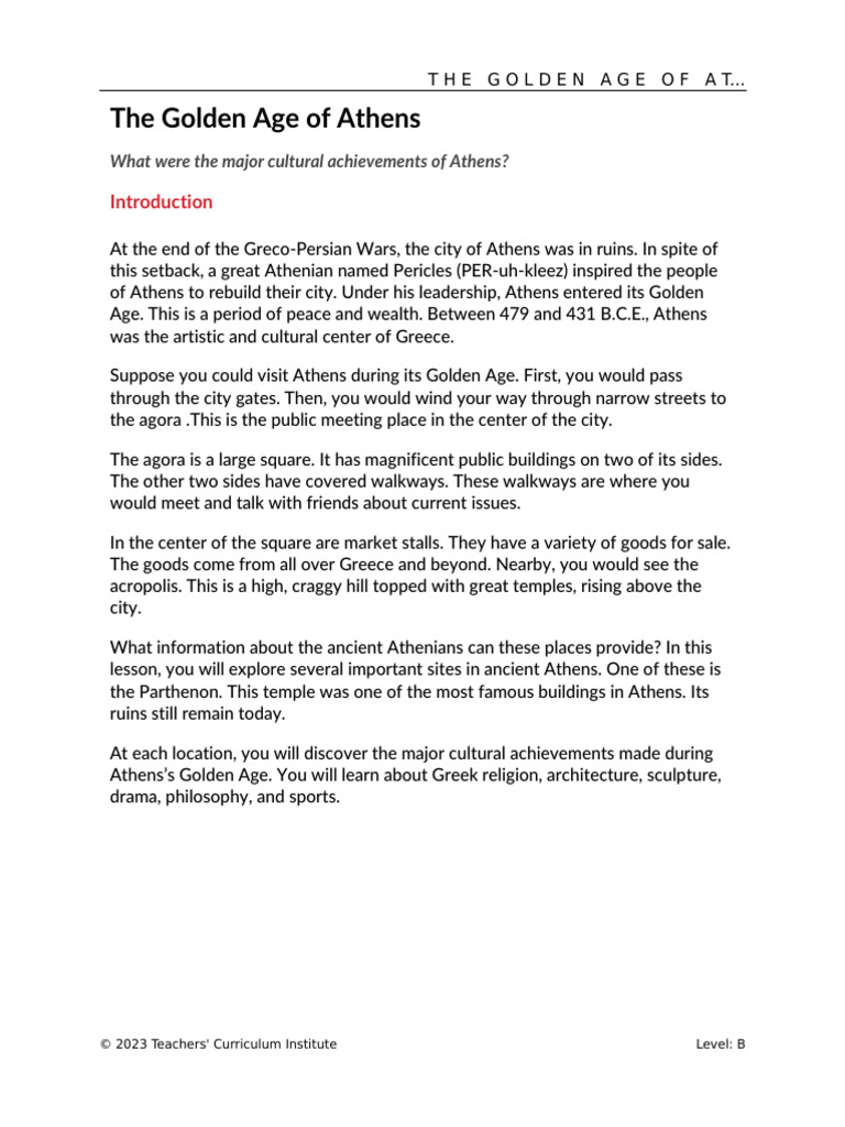 CH 33 - The Golden Age of Athens | PDF | Athens | Prometheus