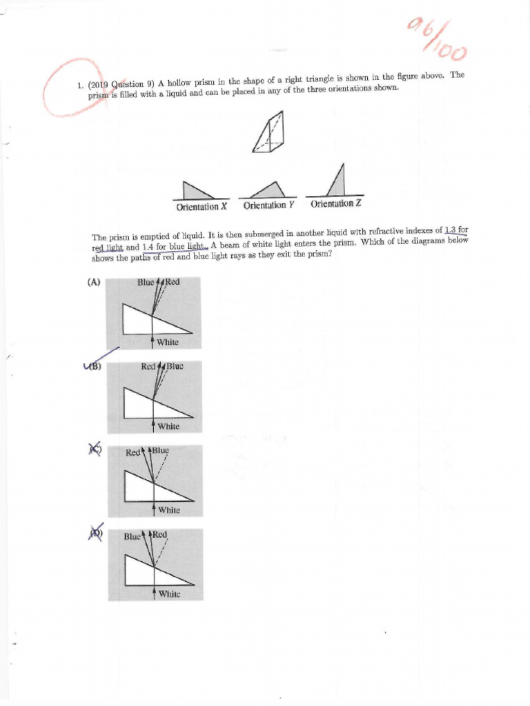 AP Physics 2 Optics Worksheet Scored | PDF