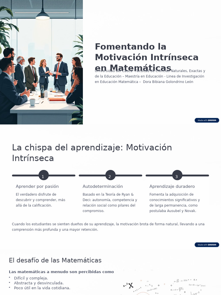 Fomentando La Motivacion Intrinseca en Matematicas | PDF | Aprendizaje | Motivacional