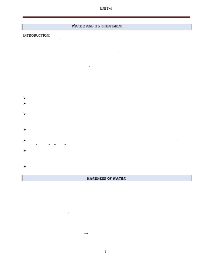 Water and Its Treatment-1 | PDF | Water Purification | Ion Exchange