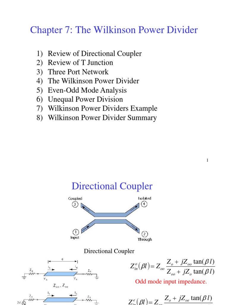 Wilkinson Power Divider | PDF | Electronic Circuits | Electricity