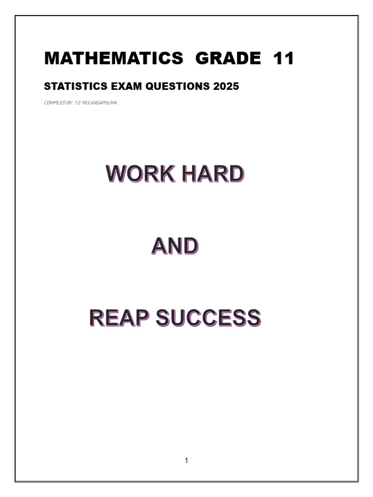 Grade 11 Statistics Exam Questions 2025 | PDF