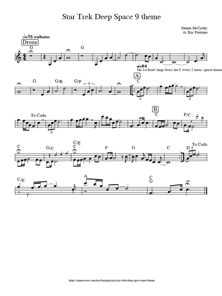 Star Trek Deep Space Nine Theme Simplified Leadsheet 1756745933669 | PDF