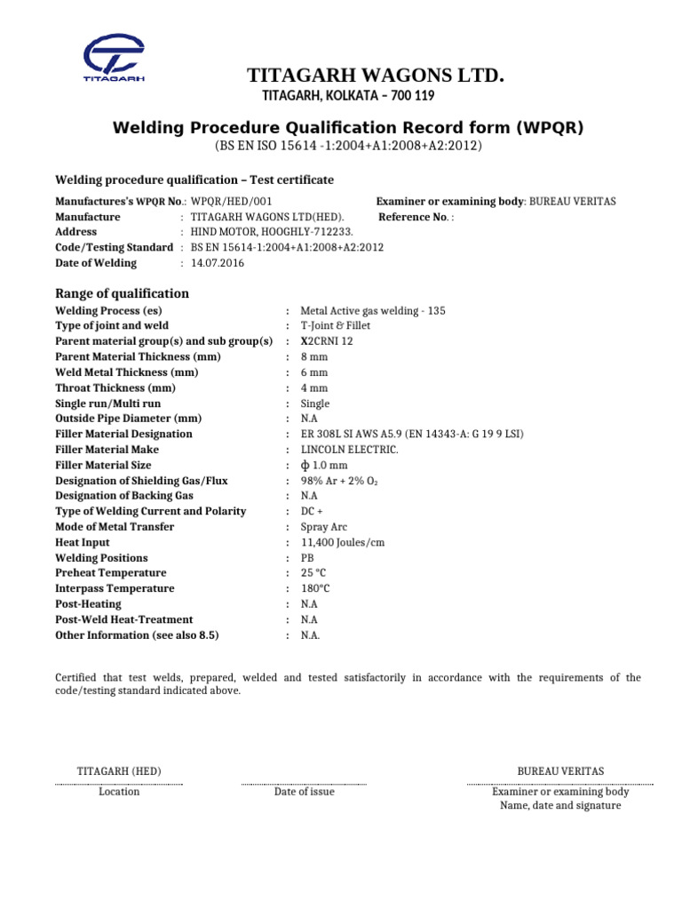 Welding Procedure Qualification Record | PDF | Welding | Construction
