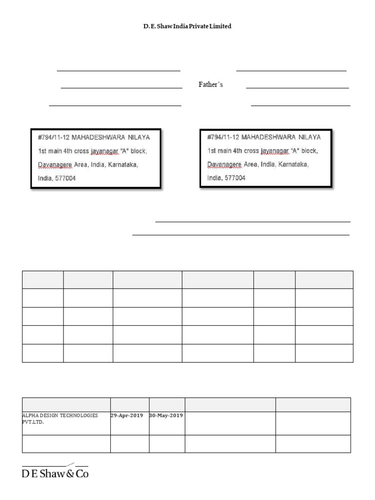 D.E. Shaw Employment Application Form | PDF | Qualifications