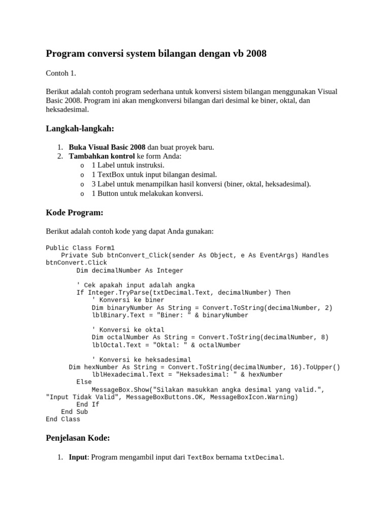 Modul 6 Program Sederhana Untuk Konversi Sistem Bilangan Menggunakan ...