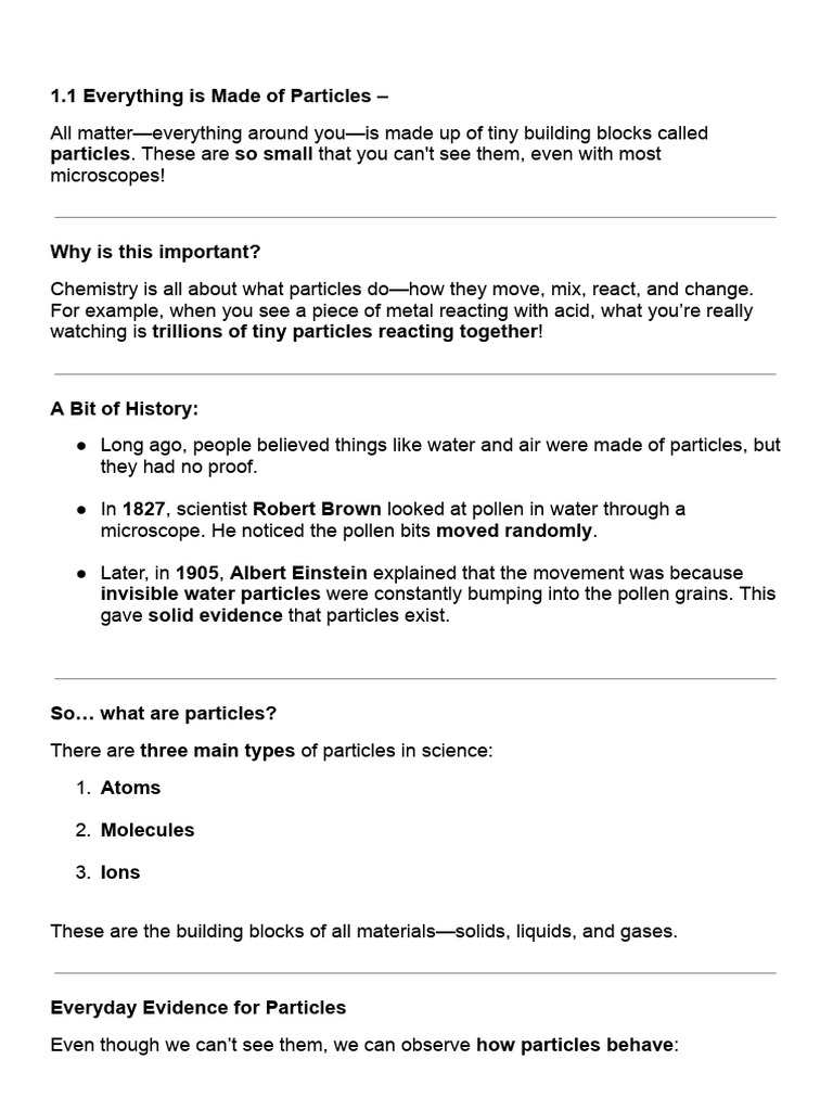 Understanding Matter: Particles Explained | PDF | Liquids | Diffusion